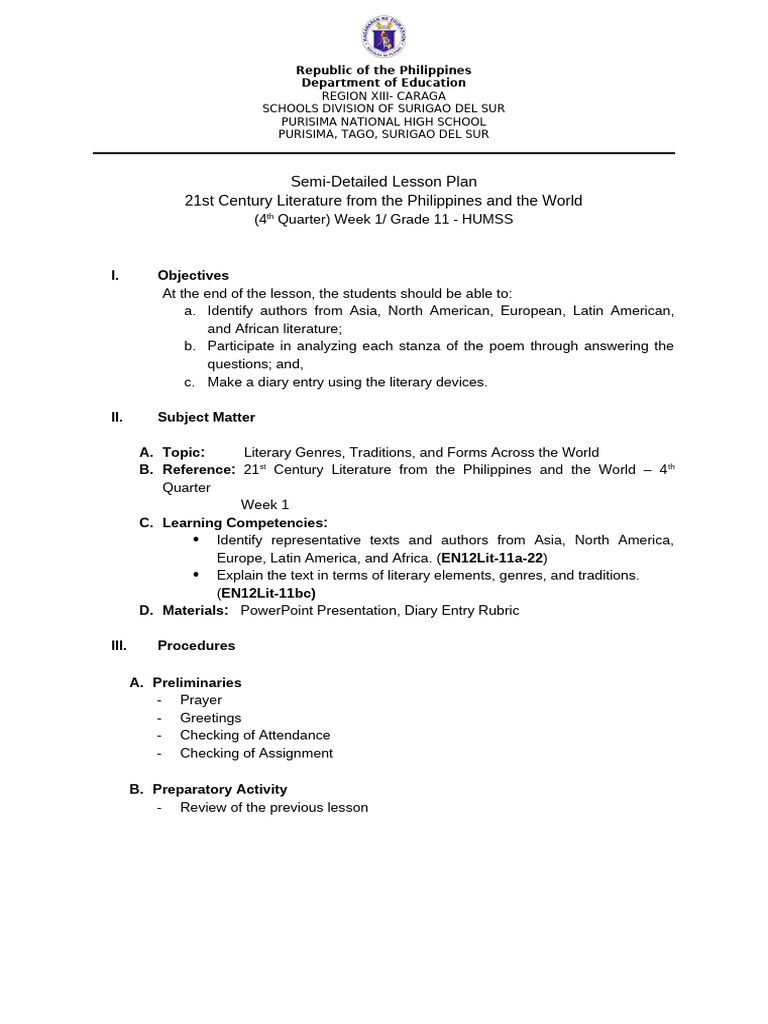 21st CLPW Q4 Week 1 | PDF | Metaphor | Poetry