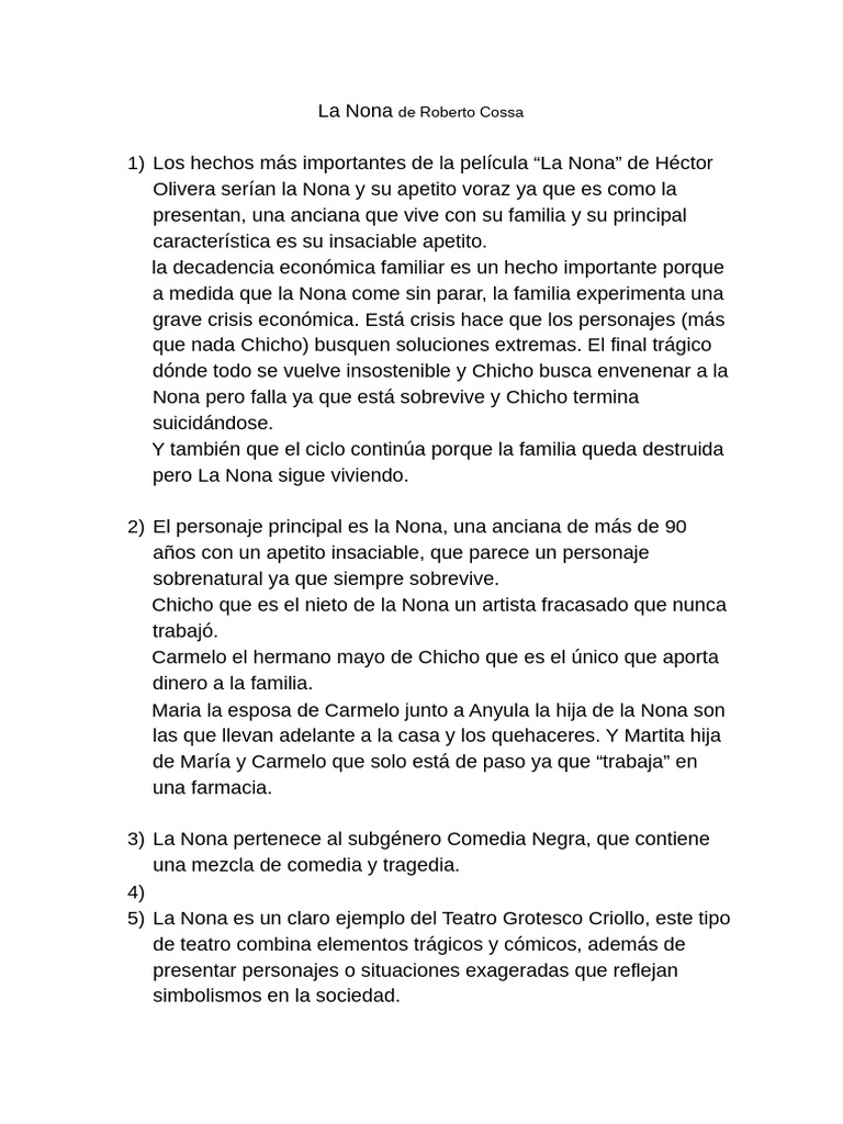 La Nona: Comedia Negra y Crítica Social | PDF | Teatro | Parodia