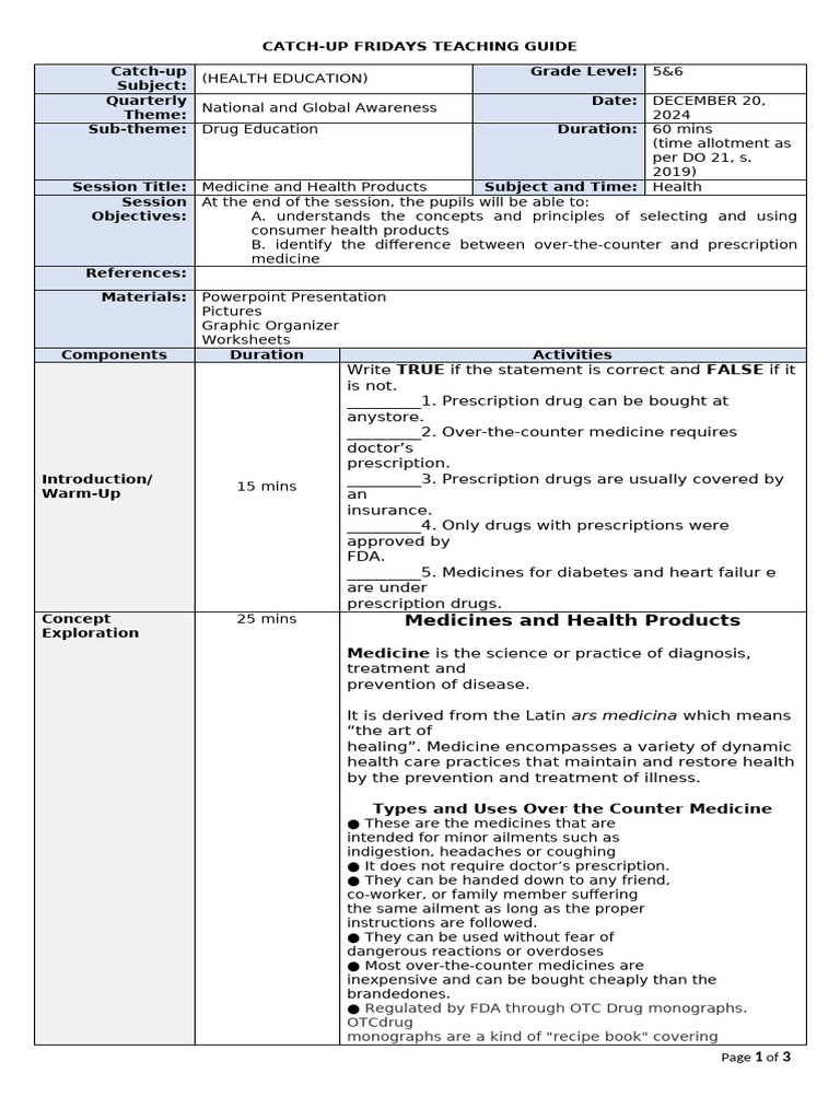 Grade 6 - Health-Peace-Ed-Catch-Up-Friday | PDF | Health Sciences ...