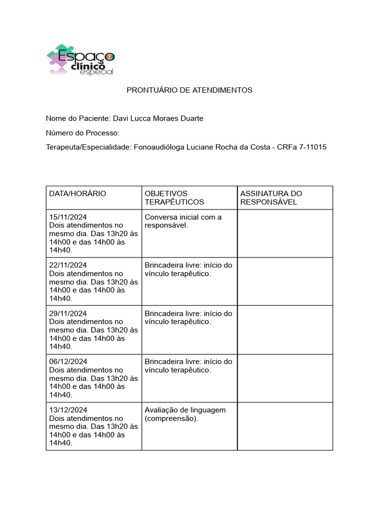 Prontuário - Davi Lucca Moraes | PDF