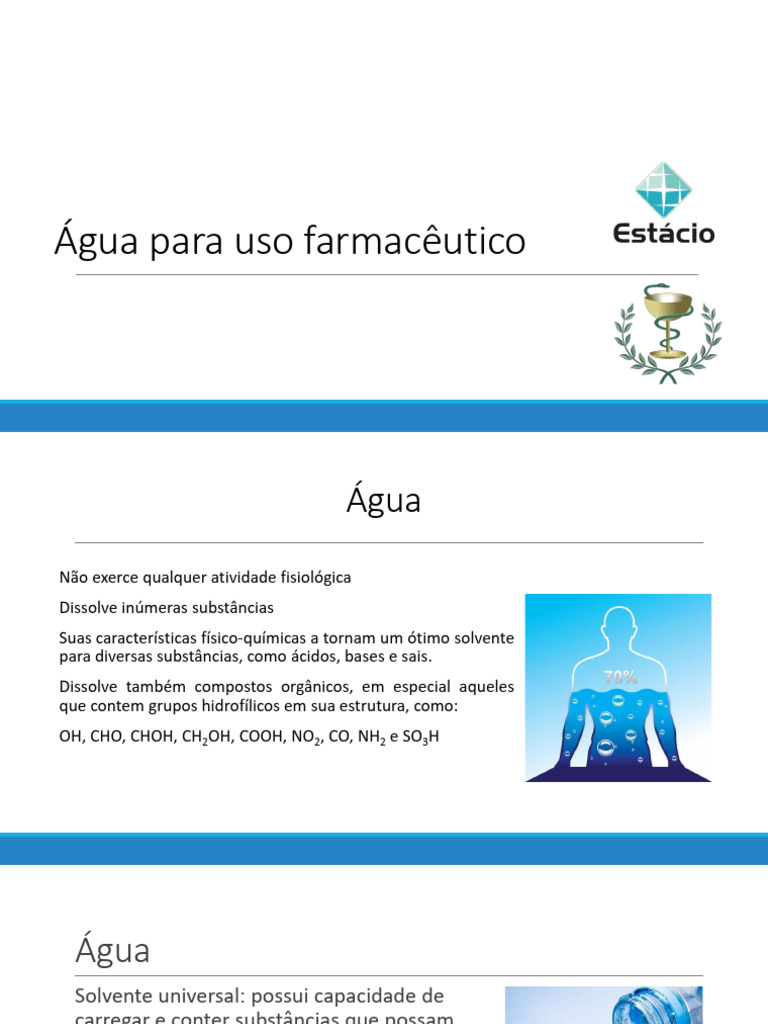 Gua Para Uso Farmac Utico - Alunos | PDF | Água | Química