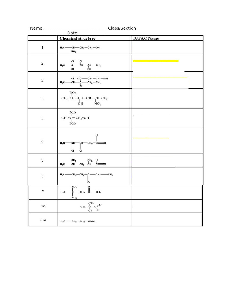 Worksheet Naming Organic Compounds | PDF