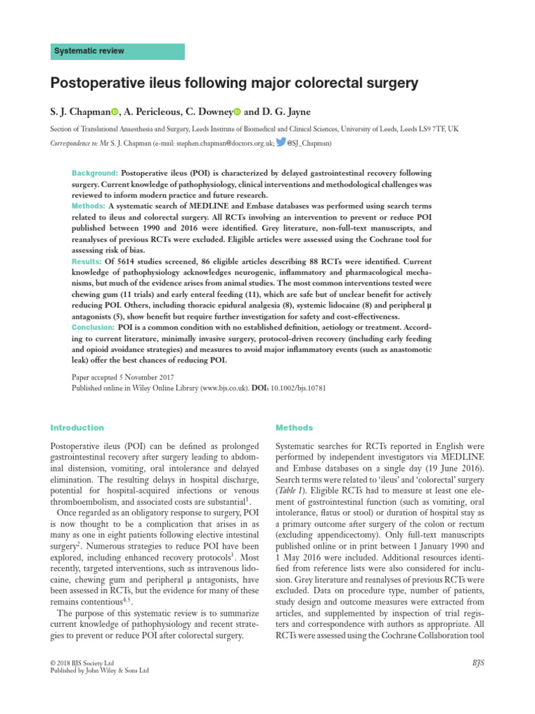 Postoperative Ileus in Colorectal Surgery | PDF | Cytokine | Opioid