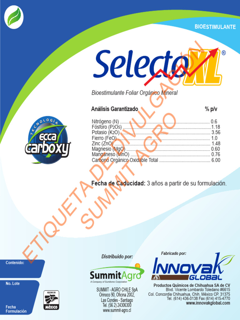 Etiqueta Selecto XL | PDF | Agua
