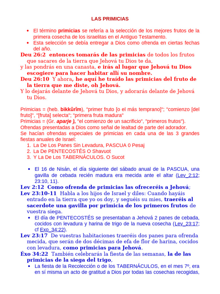 LAS PRIMICIAS | PDF | Jesús | Diezmo