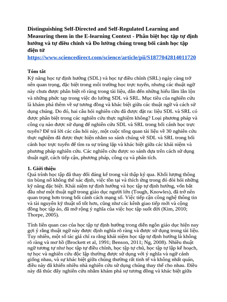 Distinguishing Self-Directed and Self-Regulated Learning and Measuring Them in The E-Learning ...