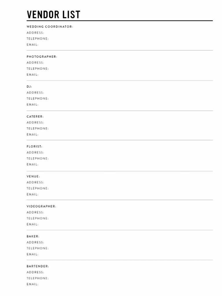 Vendor List | PDF