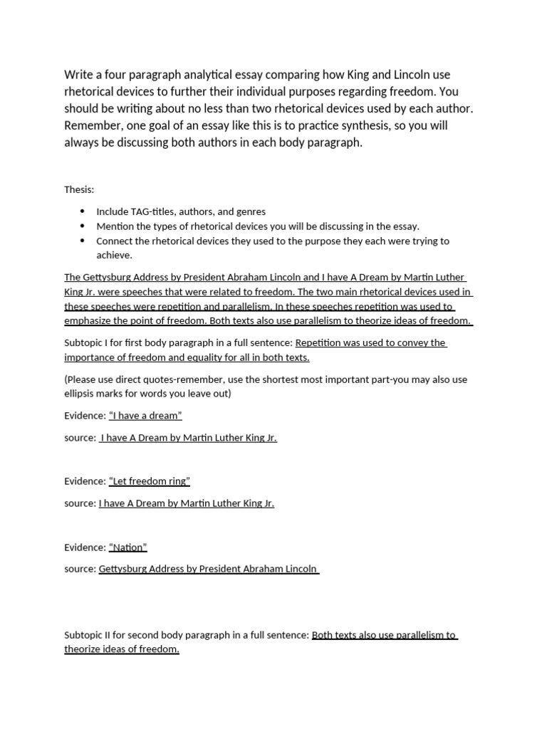 Rhetorical Devices in Lincoln and King's Speeches | PDF
