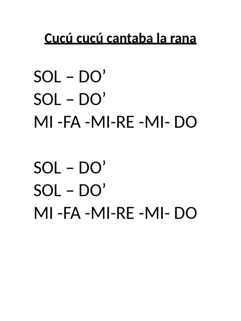 Canción Infantil: Cucú Cantaba la Rana | PDF