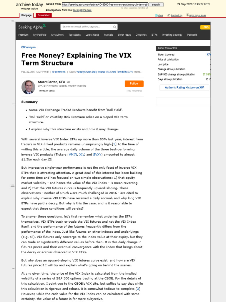 Free Money - Explaining The VIX Term Structure (NASDAQ - XIV) - Seeking ...