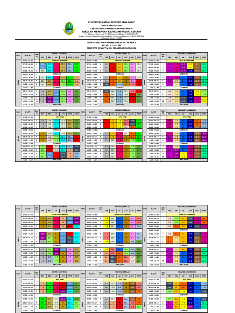 Jadwal KBM SMT Genap TP 2023-2024 Revisi | PDF