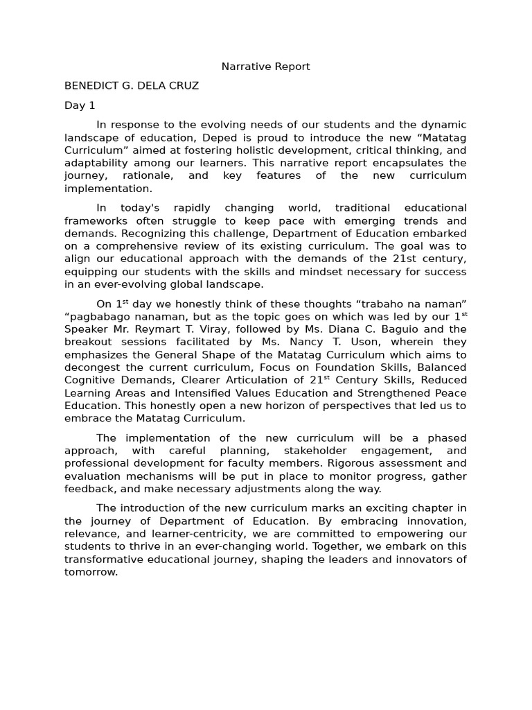 Narrative Report - Matatag Seminar | PDF | Pedagogy | Instructional Design
