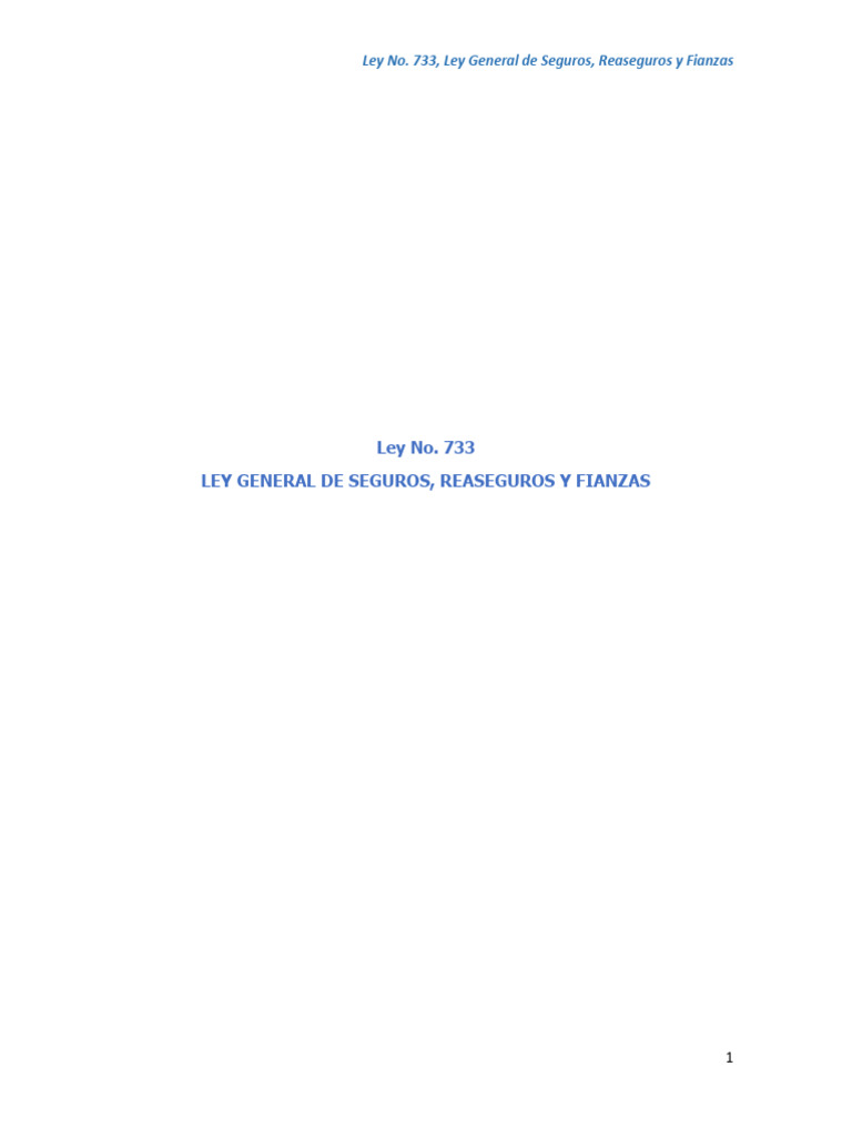 14_Ley_No_733_General_de_Seguros | PDF | Póliza de seguros | Seguro