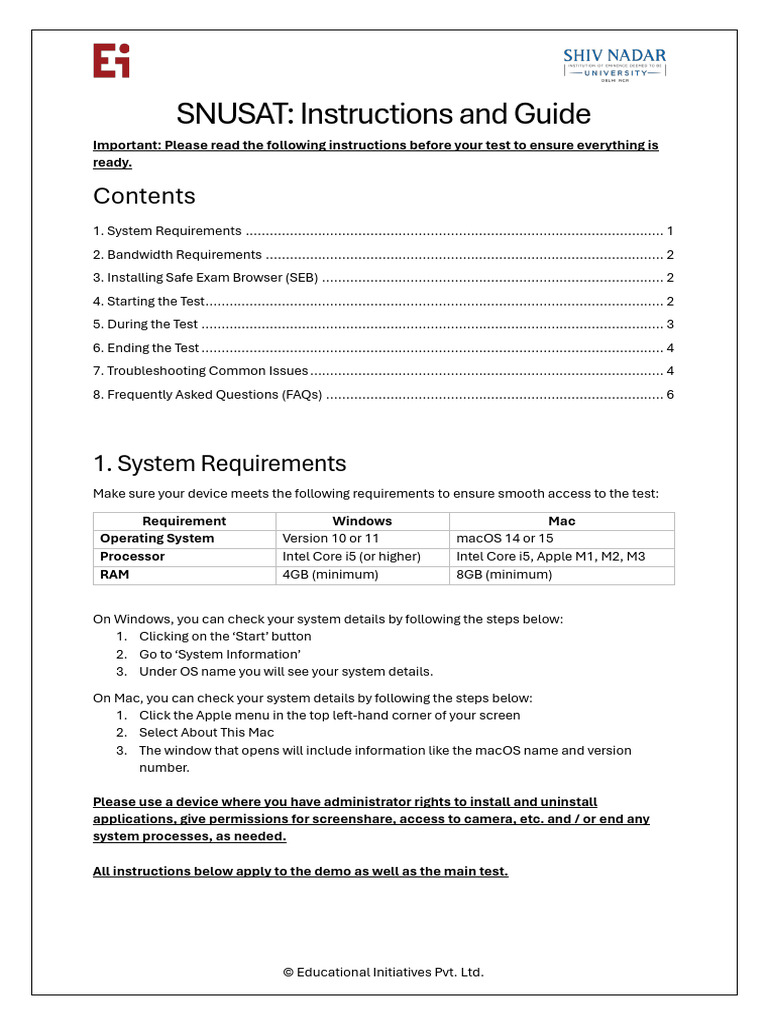 SNUSAT - Instructions and Guide | PDF | Installation (Computer Programs ...