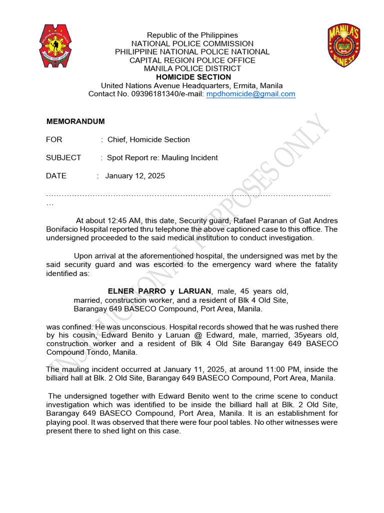 3-Spot Report | PDF | Manila | Law Enforcement