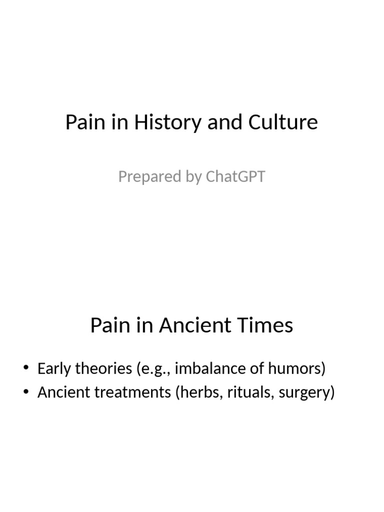 Understanding Pain: History & Culture | PDF