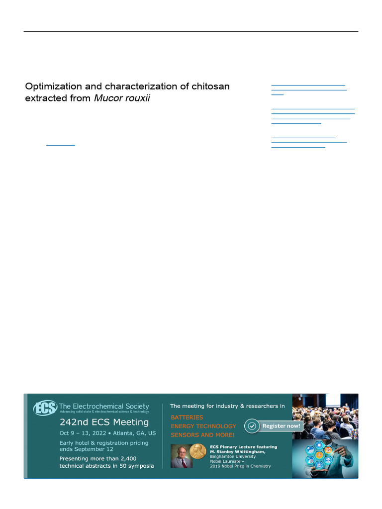 Optimization and characterization of chitosan extracted from Mucor rouxii | PDF ...