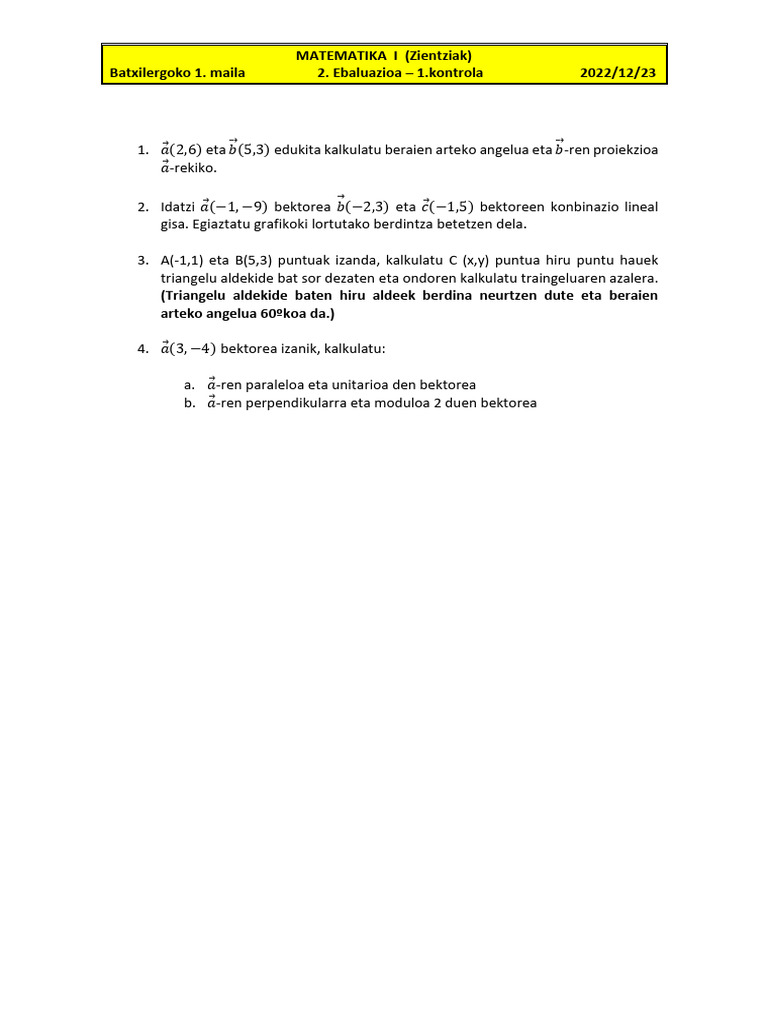 2. EBAL - MATE BATXI KONTROLA Bektoreak (1) | PDF