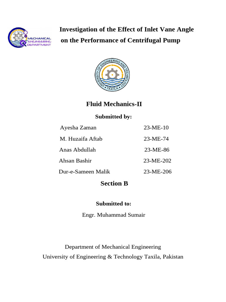 FM-II Report M.huzaifa | PDF | Pump | Turbomachinery