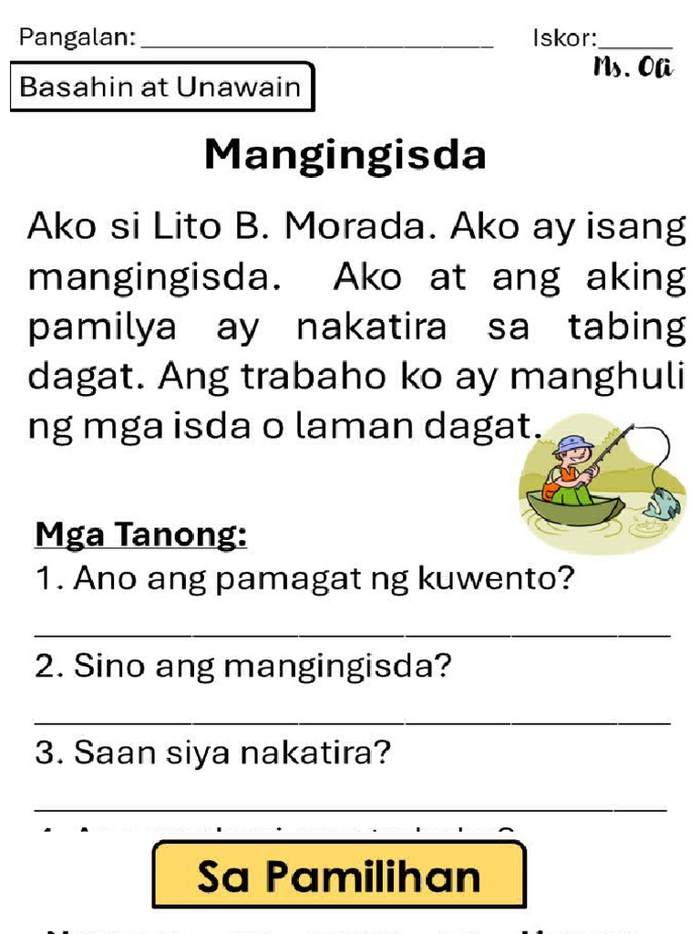 Filipino Reading Comprehension | PDF