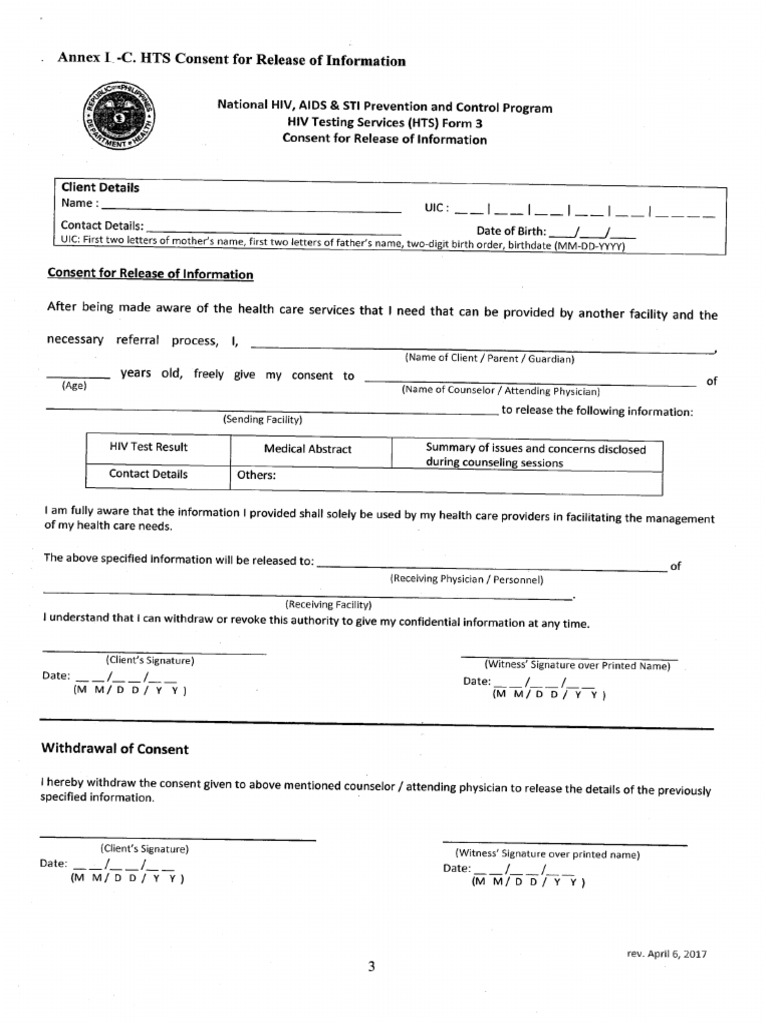 Annex I-C HTS Consent For Release of Information | PDF