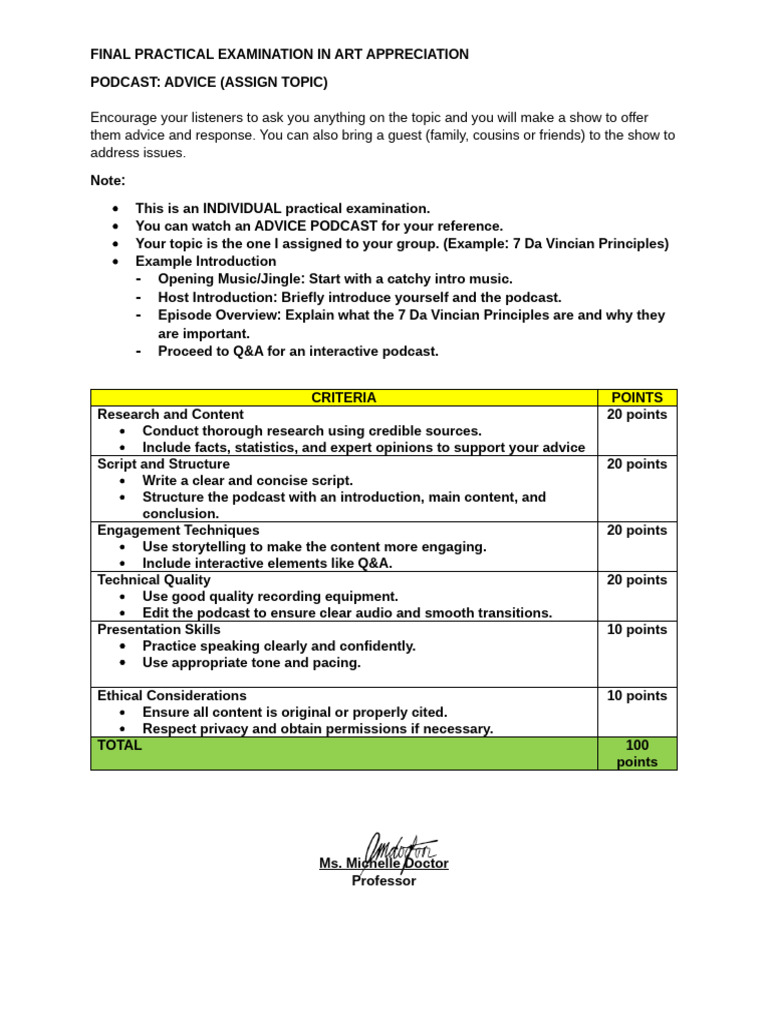 Art Appreciation Podcast Exam Guide | PDF