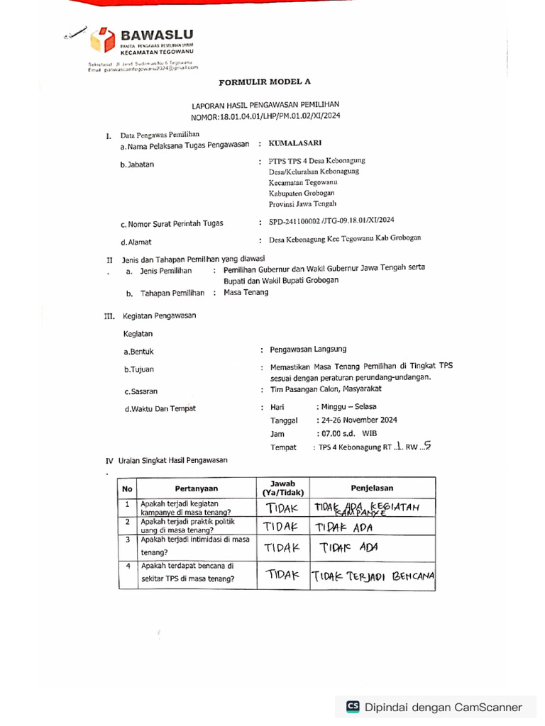 FORM A.1 Kebonagung TPS 04 Kumalasari | PDF