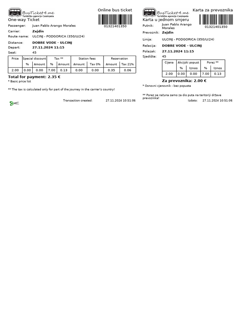 My Bus Ticket | PDF | Payments