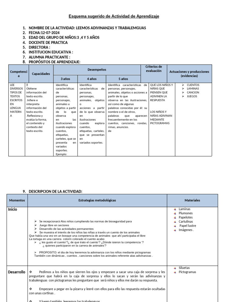 Sesion Adivinanza | PDF