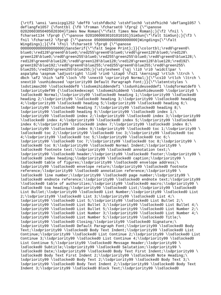 RTF Document Structure Guide | PDF | Html | Writing