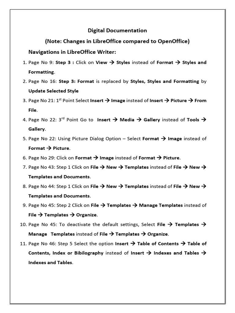 Changes in Digital Documentation in LibreOffice Writer | PDF