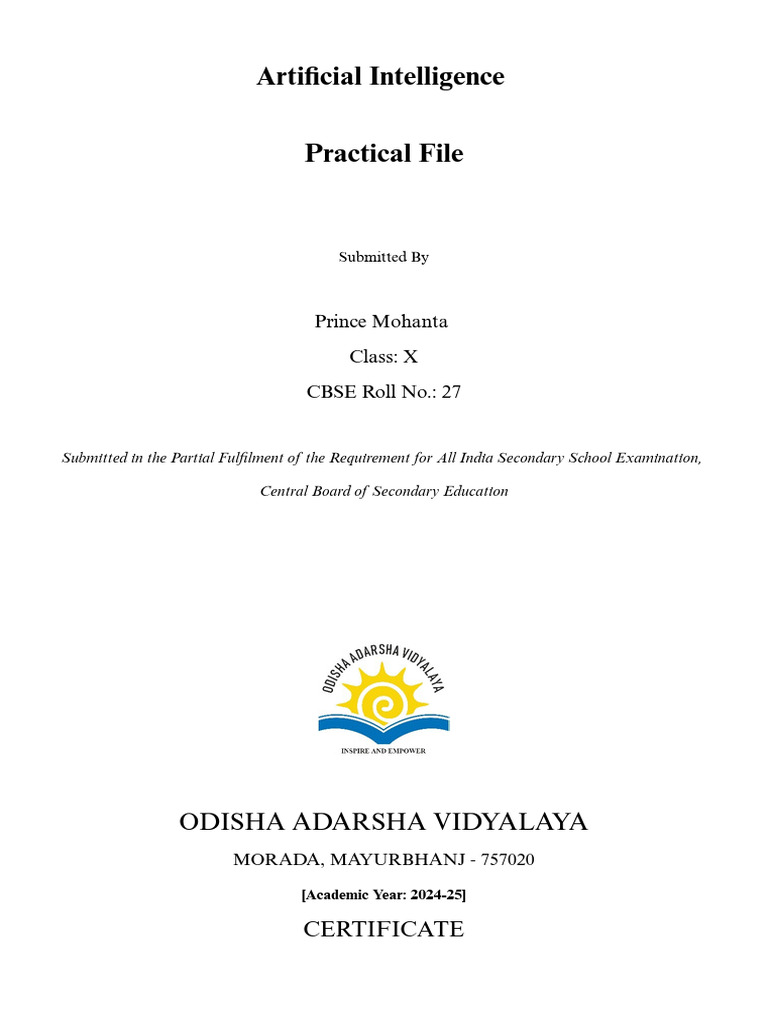 Practical File AI X.docx - 20250120 - 073156 - 0000 | PDF | Artificial ...