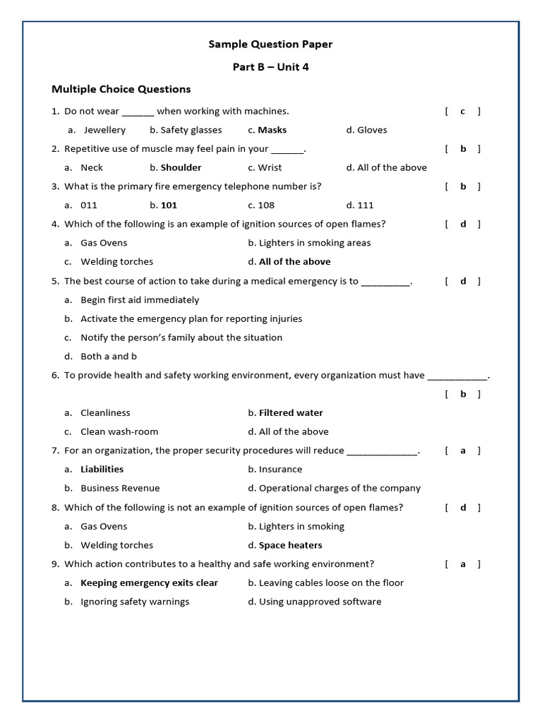 Grade 10 - Part B Unit 4 - Maintain Health, Safety and Secure Working Environment | PDF ...