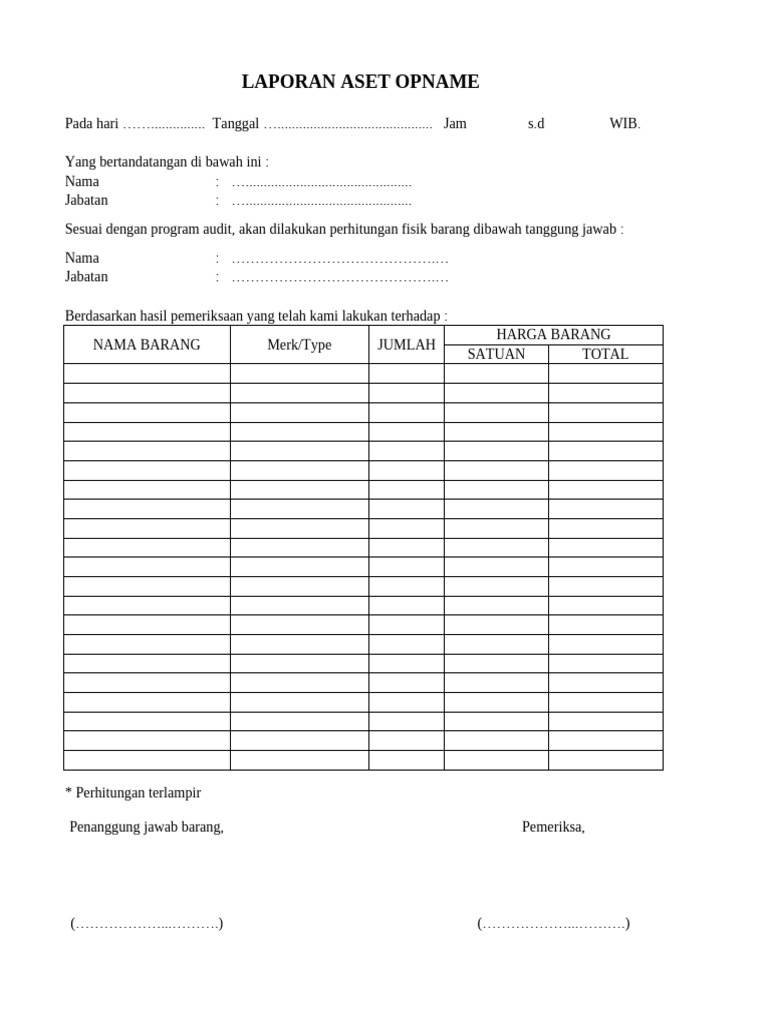 Laporan Aset Opname Perusahaan | PDF