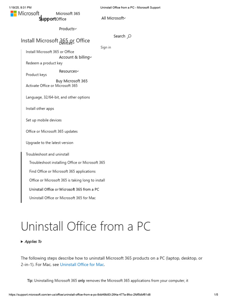 Uninstall Microsoft 365 on PC Guide | PDF | Installation (Computer ...