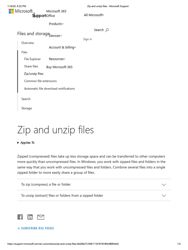 Zip and Unzip Files - Microsoft Support | PDF | Zip (File Format ...