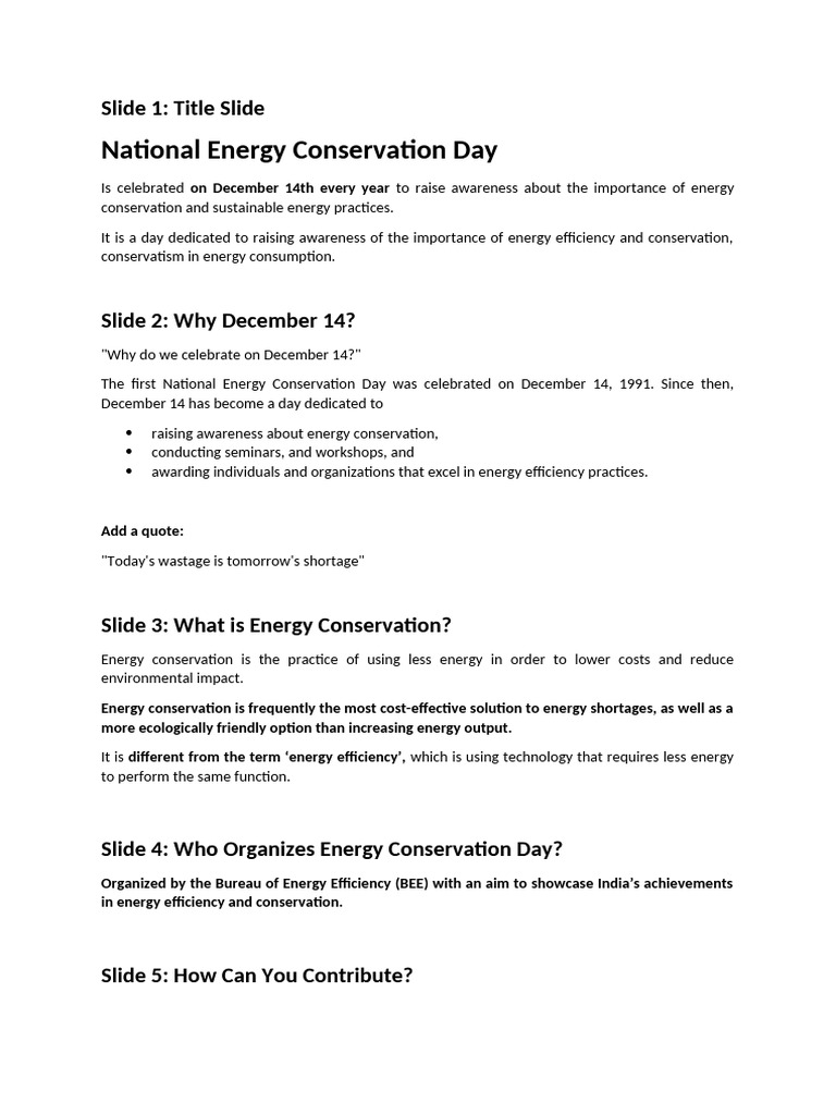 National Energy Conservation Day Overview | PDF