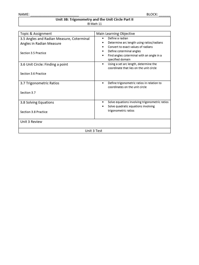 IB Math 11: Trigonometry Essentials | PDF | Angle | Circle