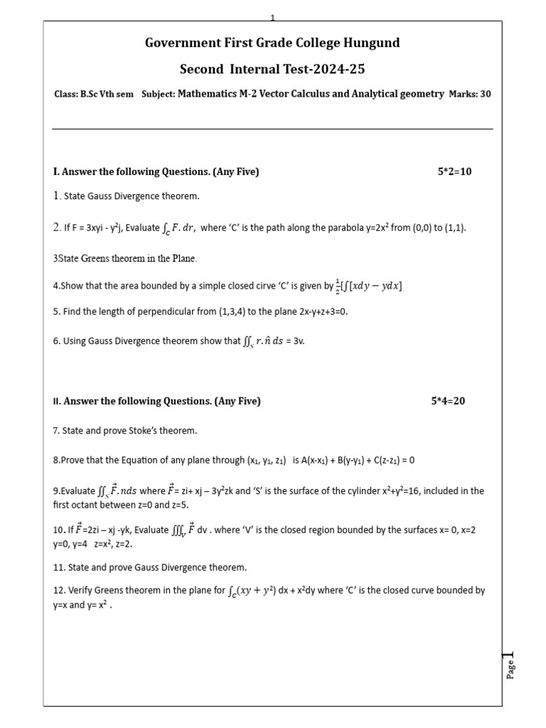 2nd Internal M2 Question Paper | PDF