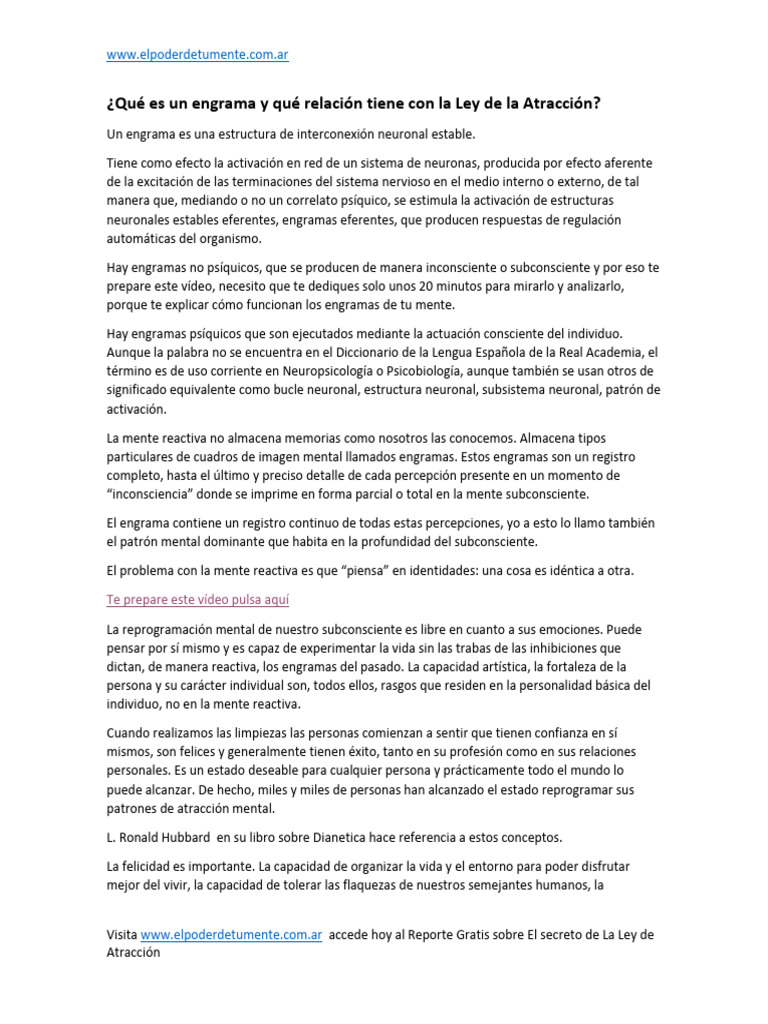 Que_es_un_engrama_y_que_relacion_tiene_con_la_Ley_de_la_Atraccion | PDF | Neurona | Mente