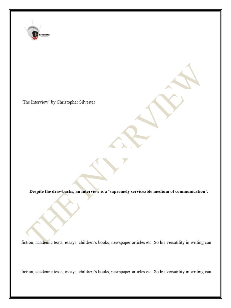 The Interview - Christopher Silvester | PDF | Human Communication
