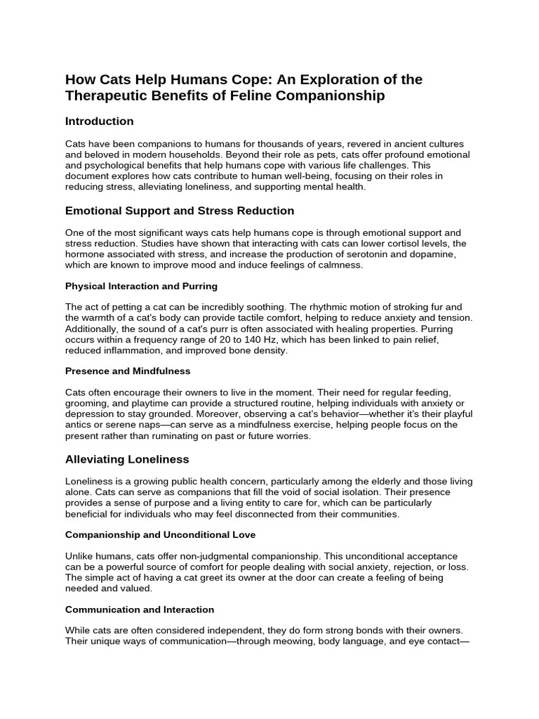 How Cats Help Humans Cope - An Exploration of The Therapeutic Benefits ...