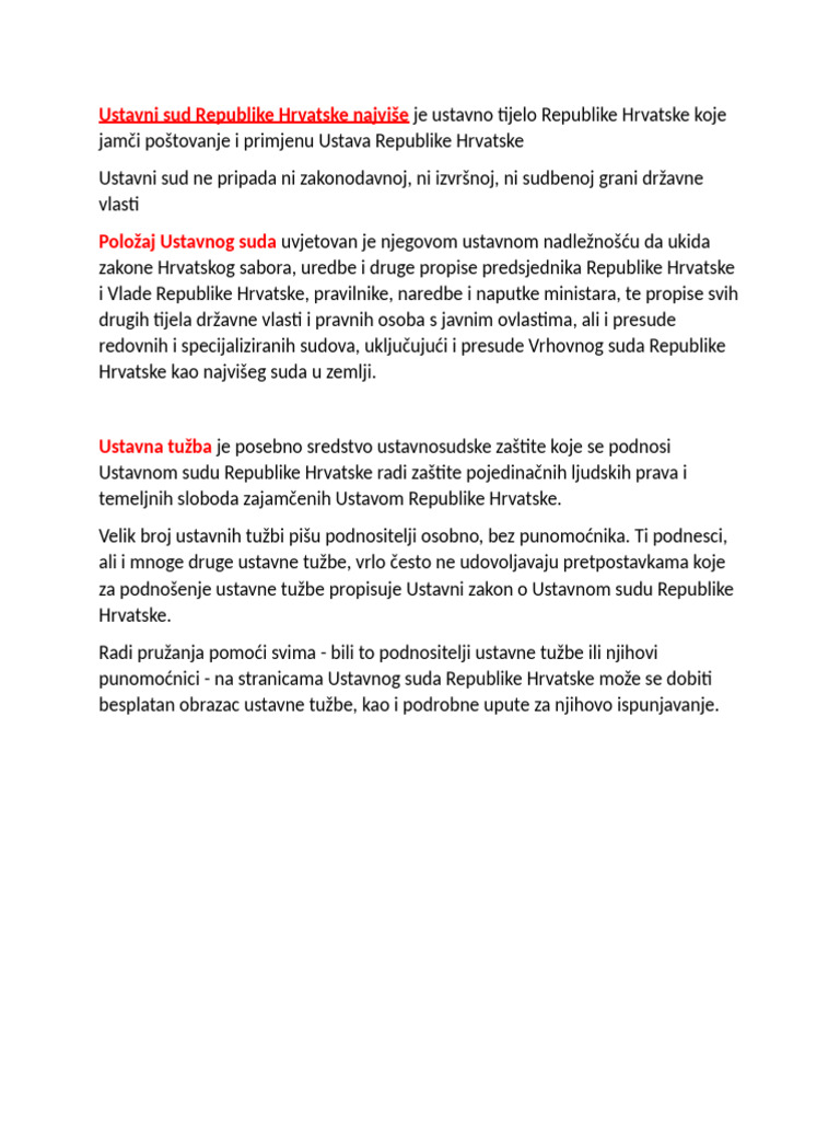 Ustavni sud Republike Hrvatske | PDF