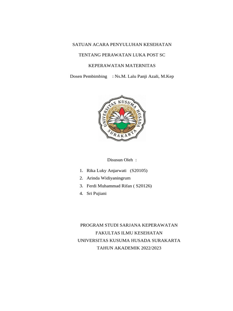 Perawatan Luka Post SC Maternitas | PDF