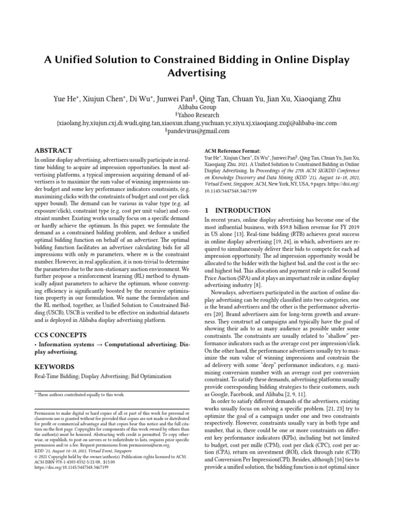 KDD__21_USCB_CAMERA_READY | PDF | Mathematical Optimization | Auction