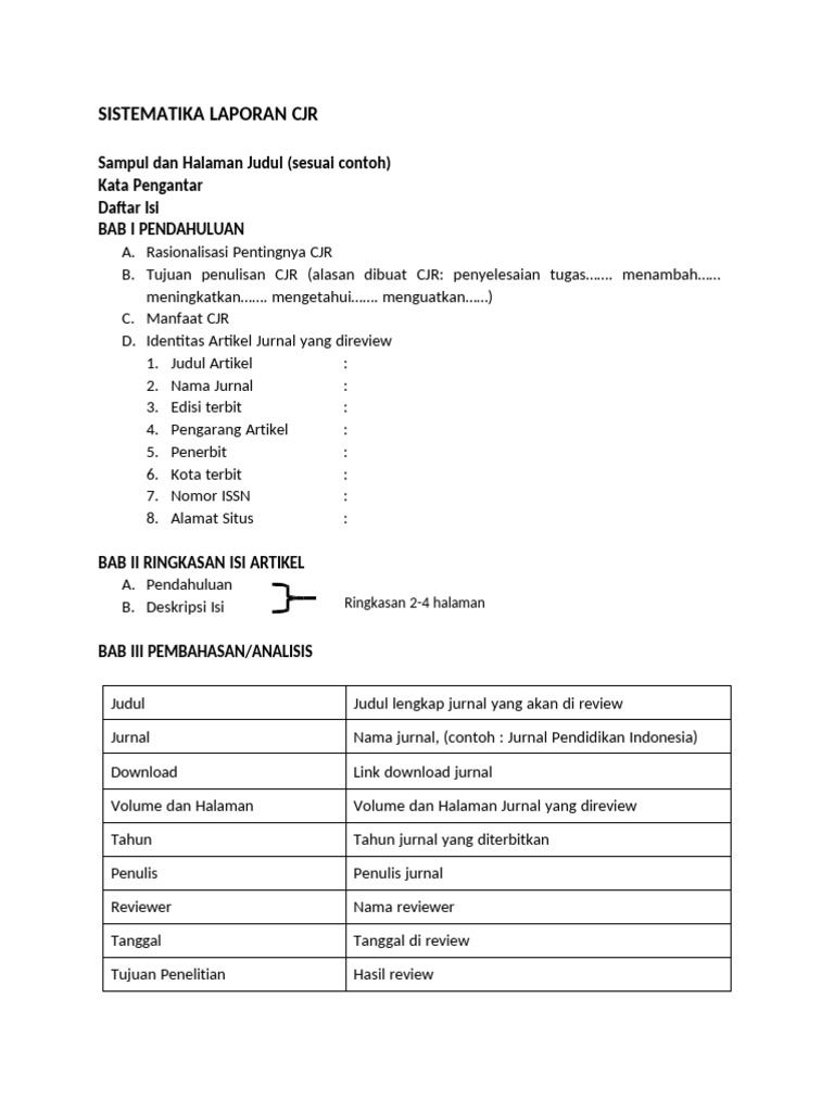 Sistematika Laporan CJR | PDF