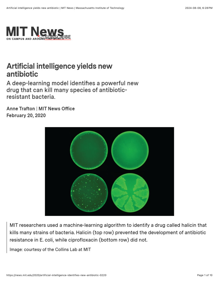 Artificial Intelligence Yields New Antibiotic | MIT News ...