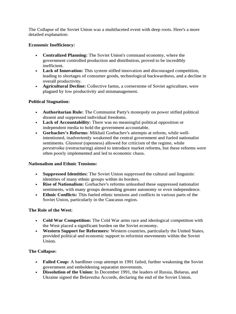 Causes and Consequences of Soviet Collapse | PDF | Soviet Union | World ...