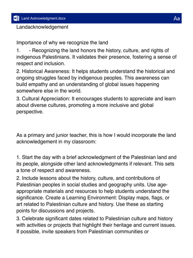 Importance of Land Acknowledgment in Education | PDF