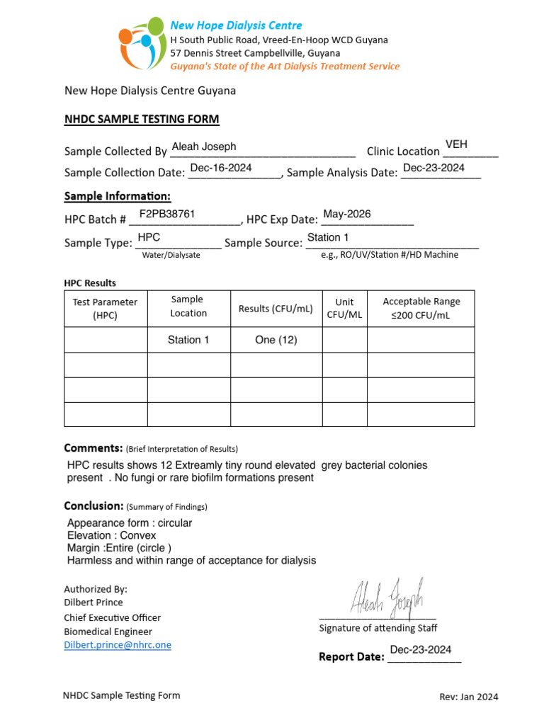 Water Reports For Dialysis | PDF